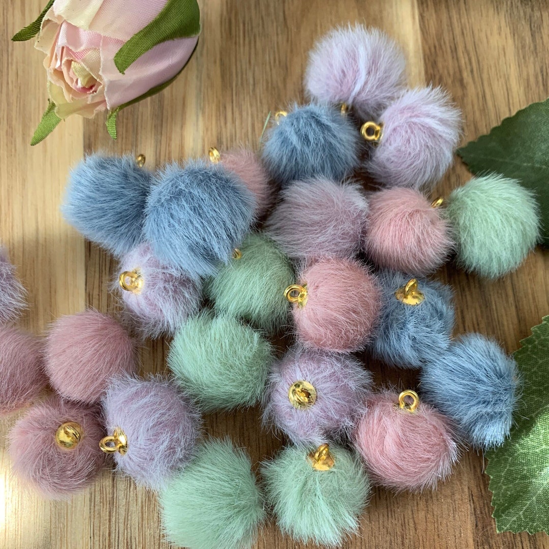 Spring Colors Fur Ball Charm furry Pendant Charms for Earrings Fuzzy ...