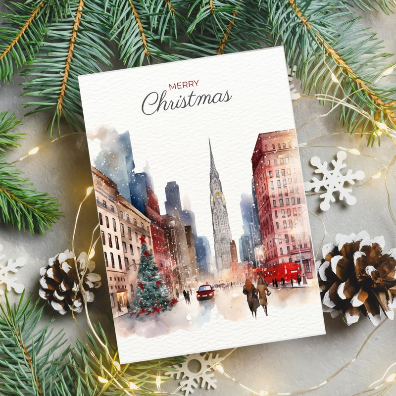 New York Christmas Card - Etsy