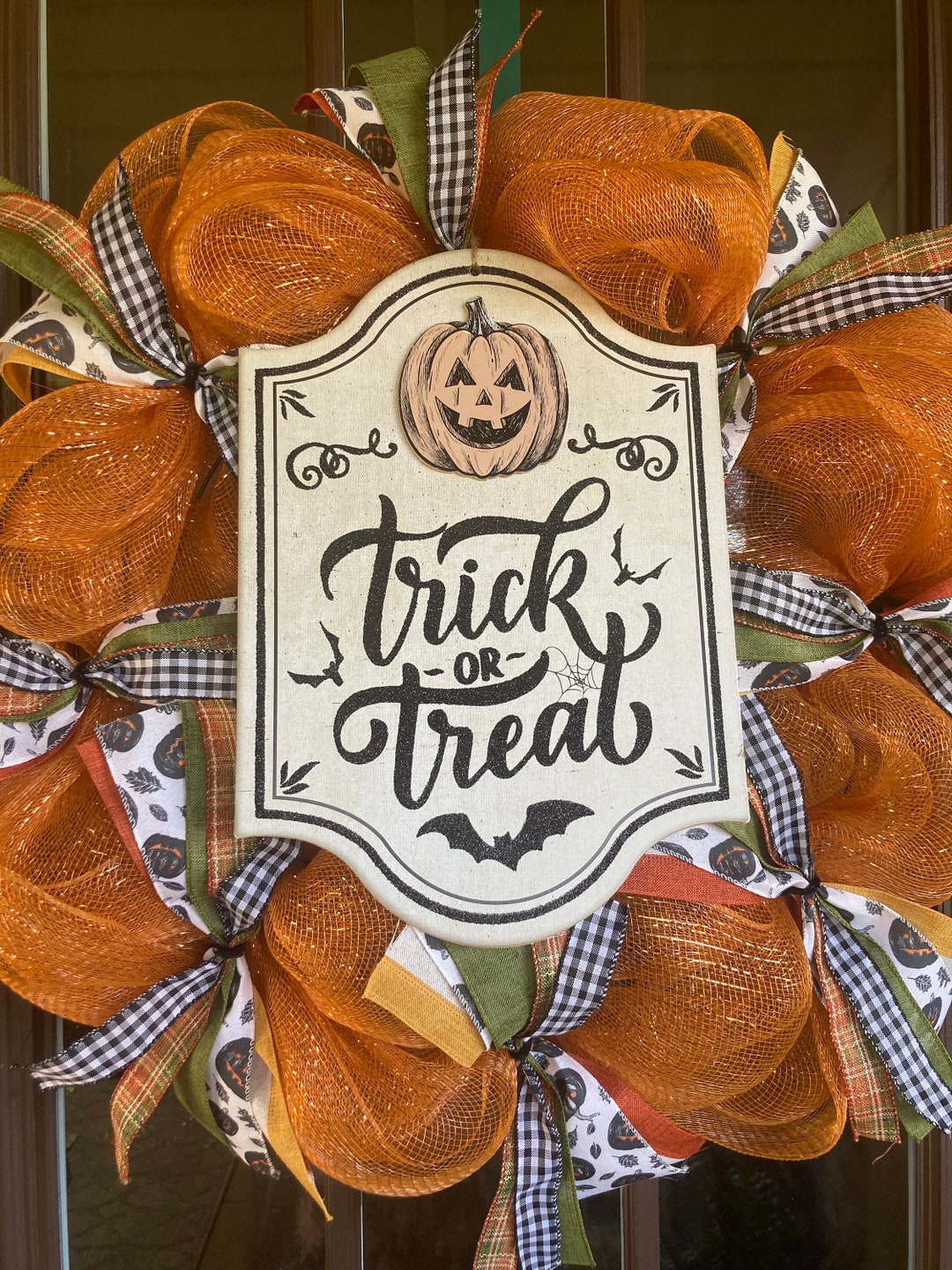 Halloween Deco Mesh Bubble Front Door Wreath. 18” Wire. - Etsy