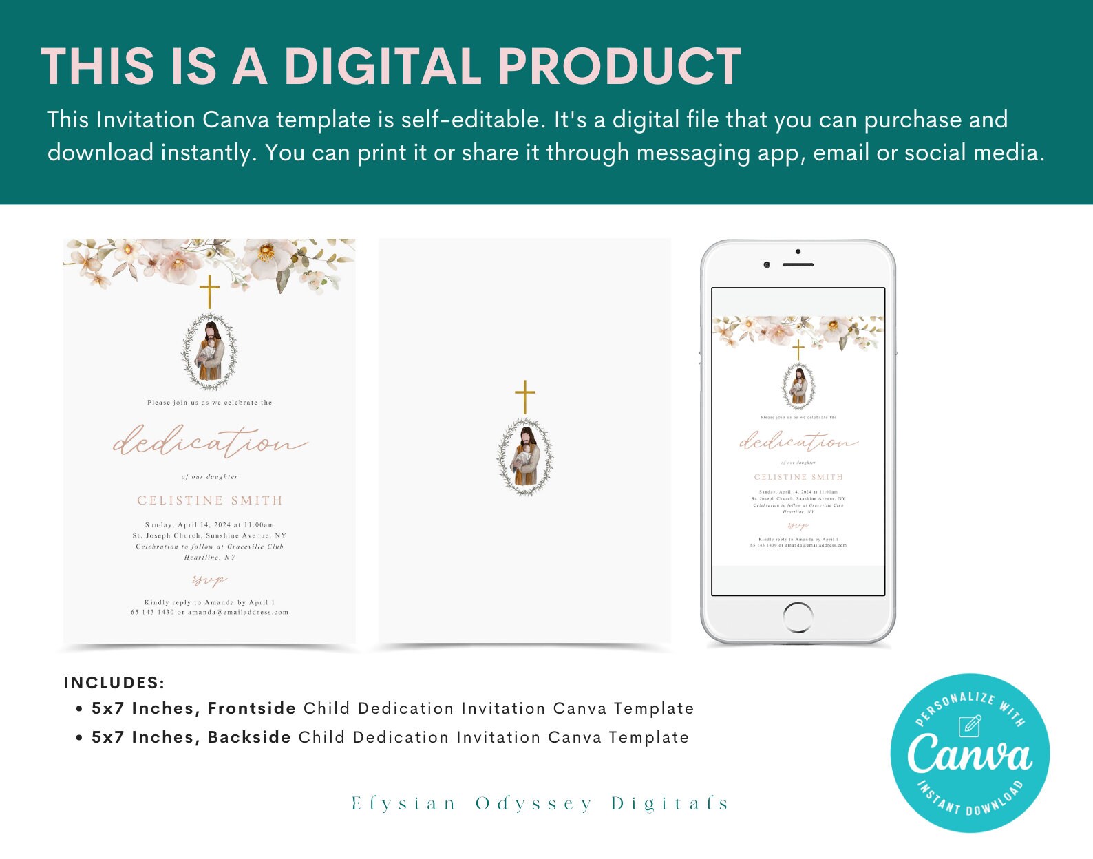 Editable Child Dedication Invitation Printable Dedication - Etsy