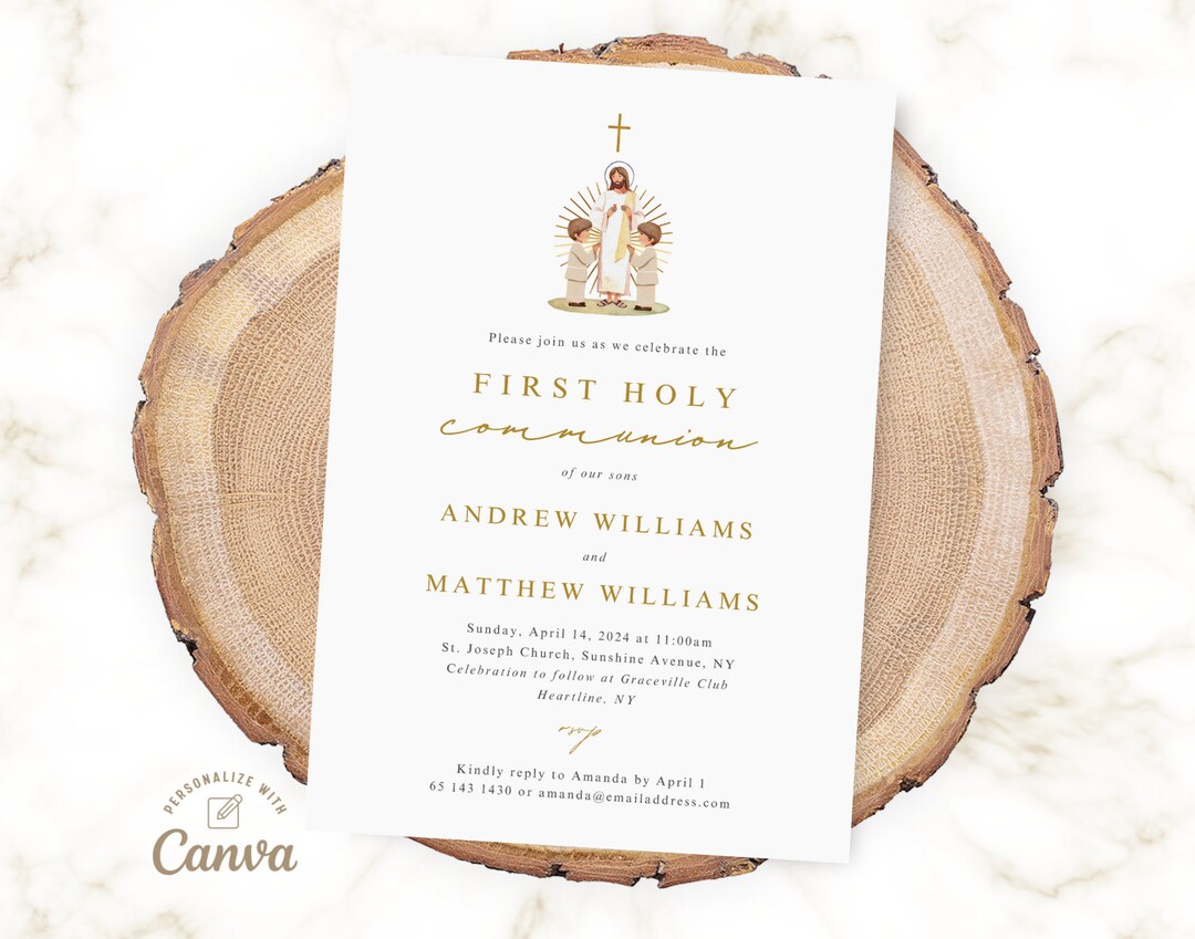 Twins First Communion Invitation, First Communion Invite, Identical ...