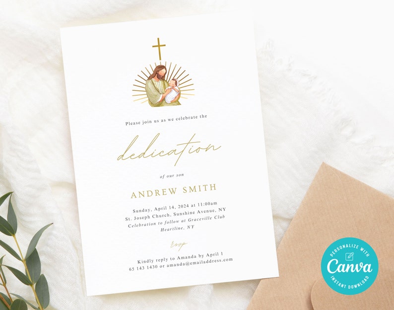 Editable Child Dedication Invitation, Printable Dedication Card ...
