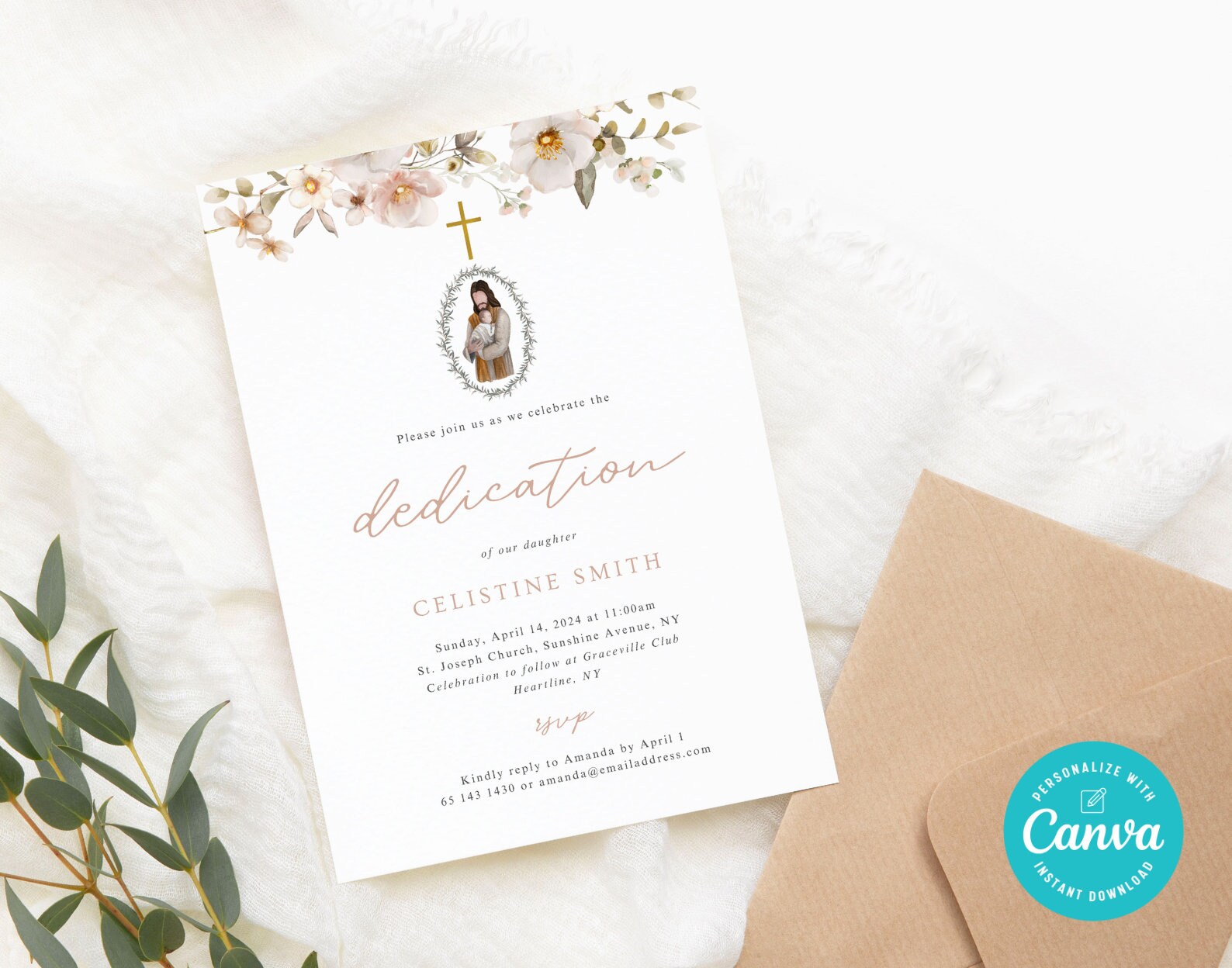 Editable Child Dedication Invitation Printable Dedication - Etsy