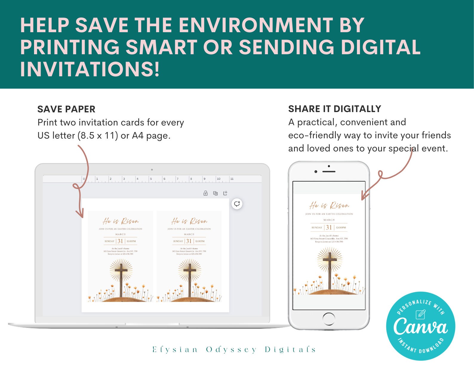 He is Risen Invitation, Easter Invitation, Resurrection Sunday Invite ...