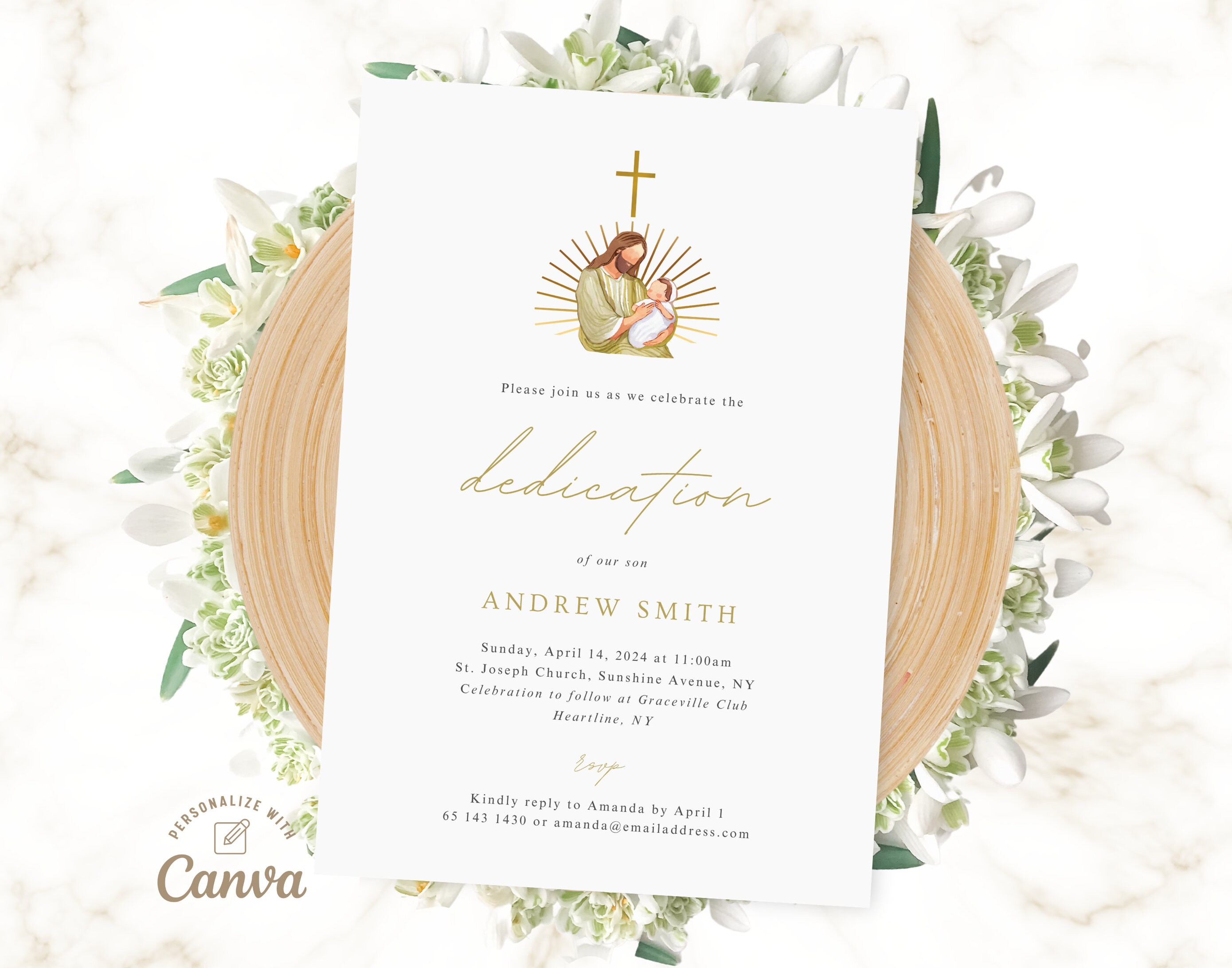 Editable Child Dedication Invitation, Printable Dedication Card ...