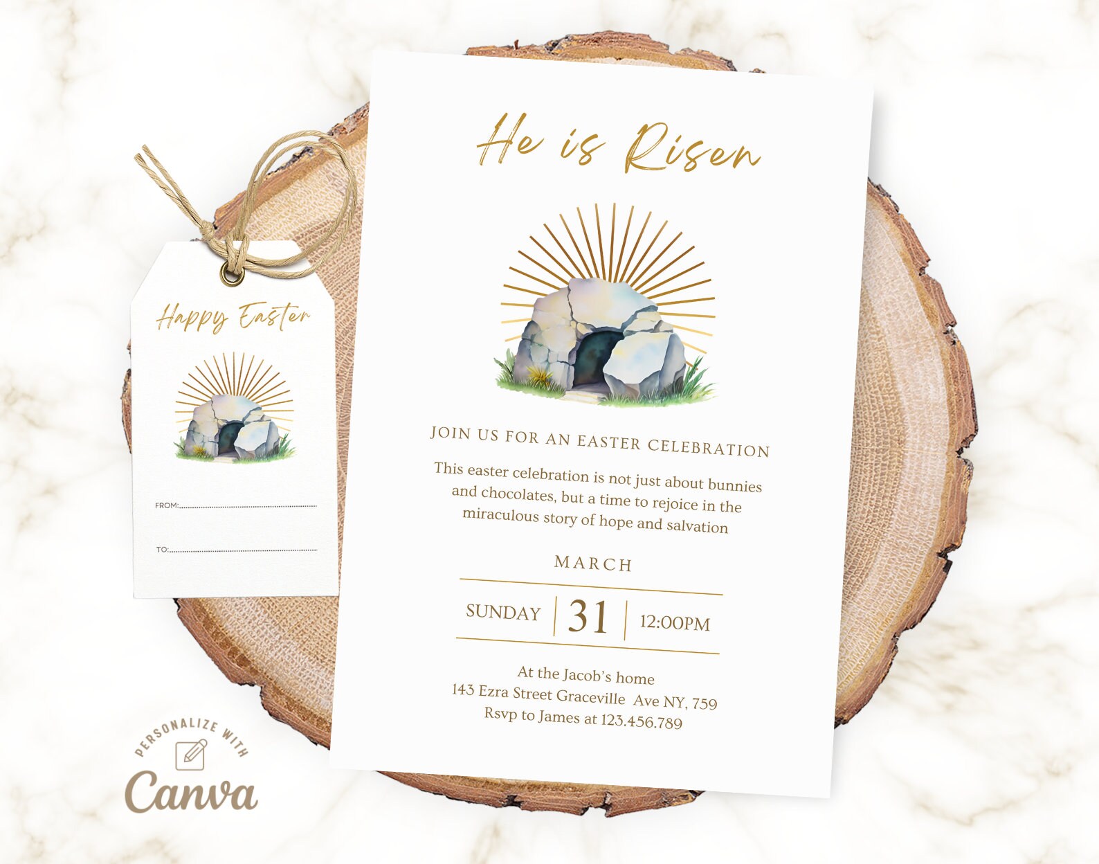 Editable He is Risen Invitation, Easter Invitation, Resurrection Sunday ...