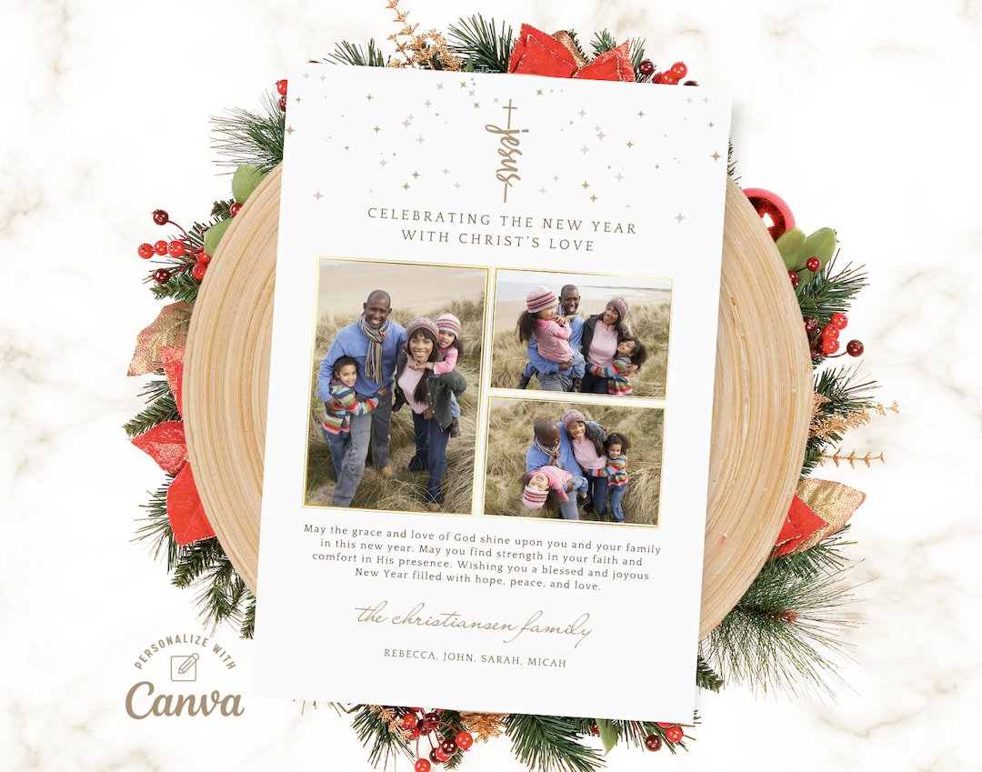 Editable New Year Card, Christian New Year Message, Holiday Greeting ...