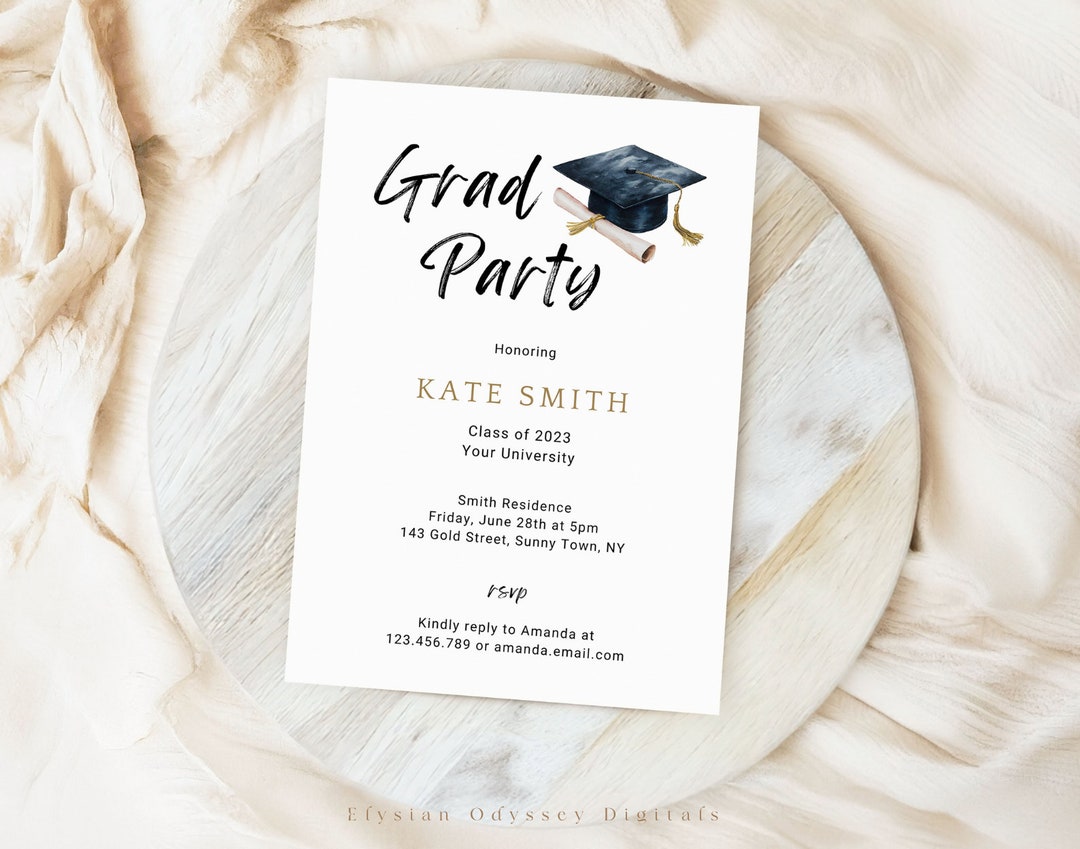 Editable Graduation Party Invitation Canva Template, Instant Download ...