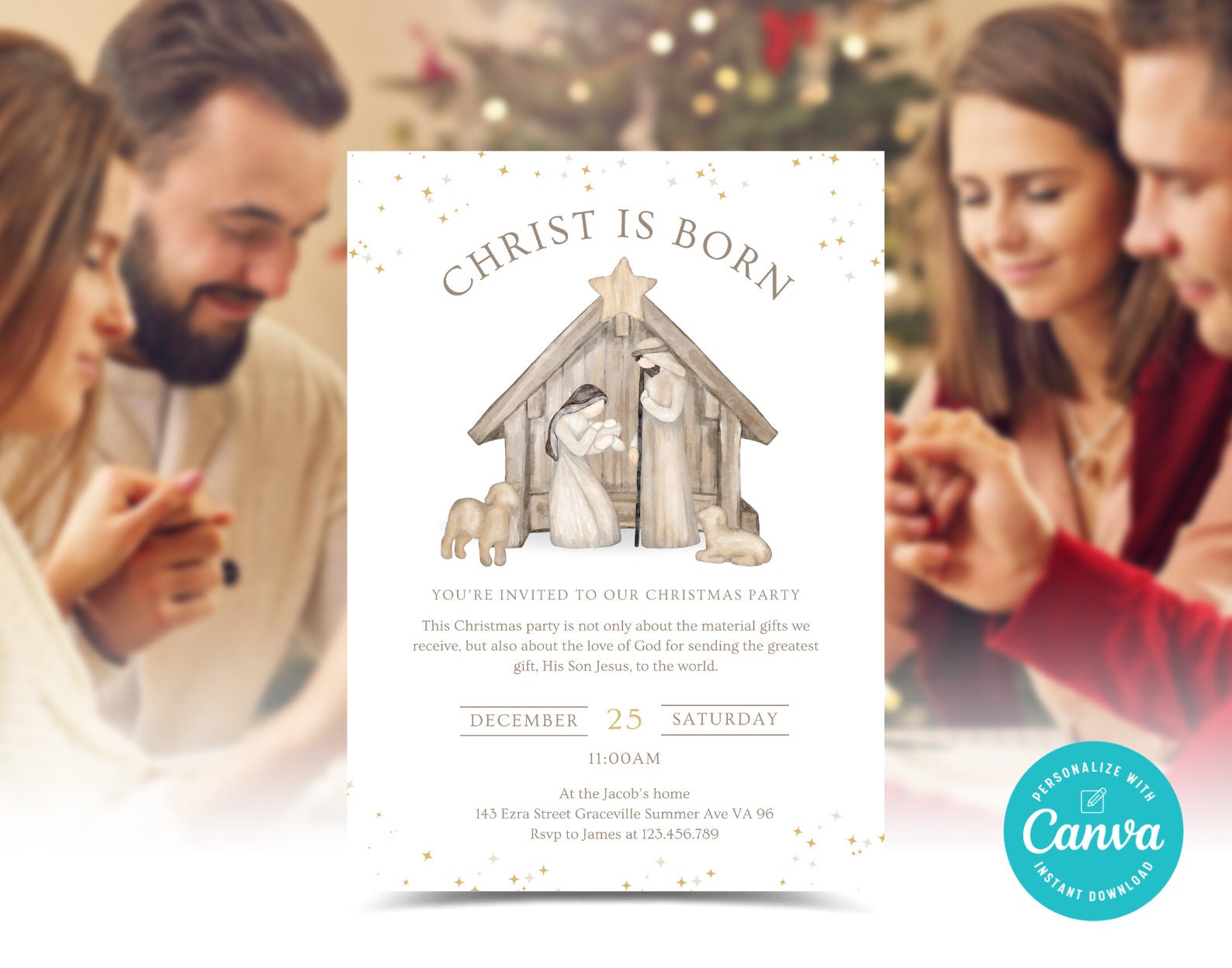 Nativity Invitation, Christian Party Invitation, Christmas Party ...
