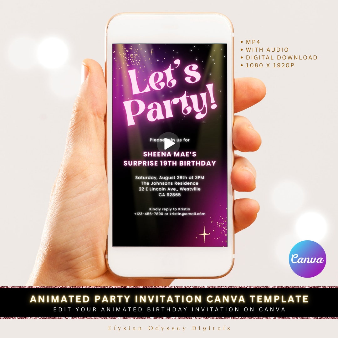Birthday Party Invitation, Animated Birthday Template, Video Surprise ...