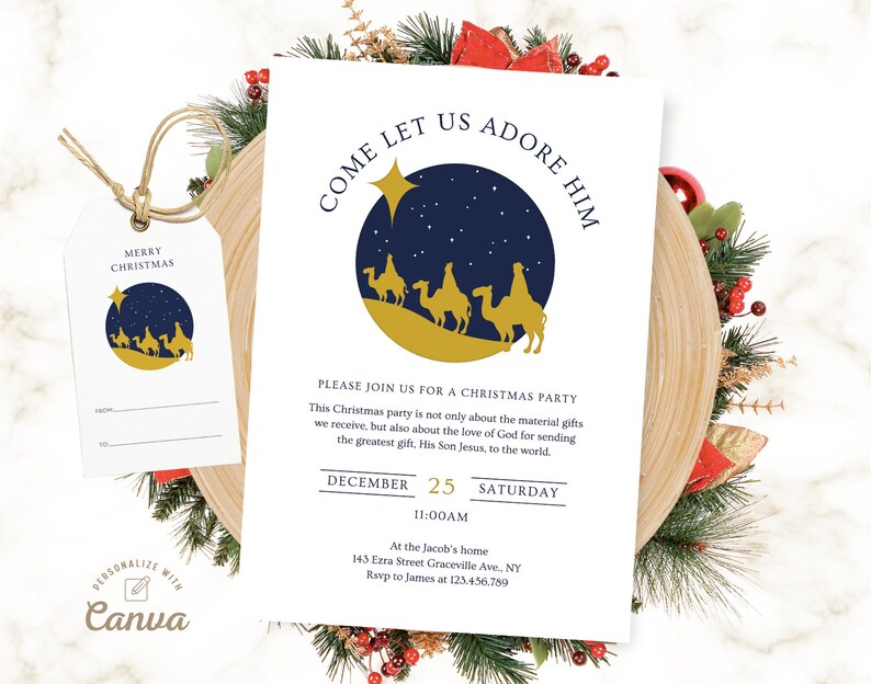Invitación a la Natividad, Invitación de Navidad de adoración ...