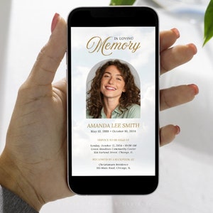 Funeral Invitation Template, Memorial Invite, Editable Electronic ...