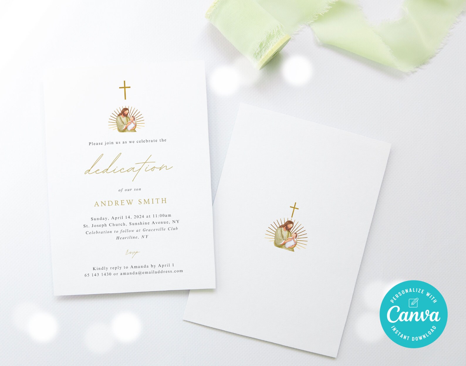Editable Child Dedication Invitation, Printable Dedication Card ...