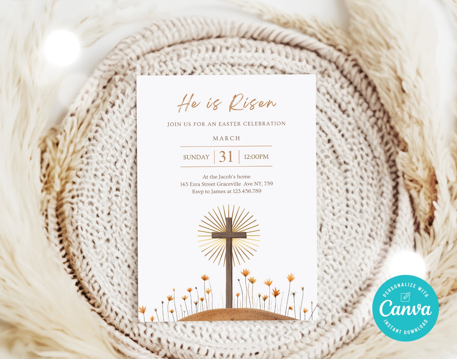 He is Risen Invitation, Easter Invitation, Resurrection Sunday Invite ...