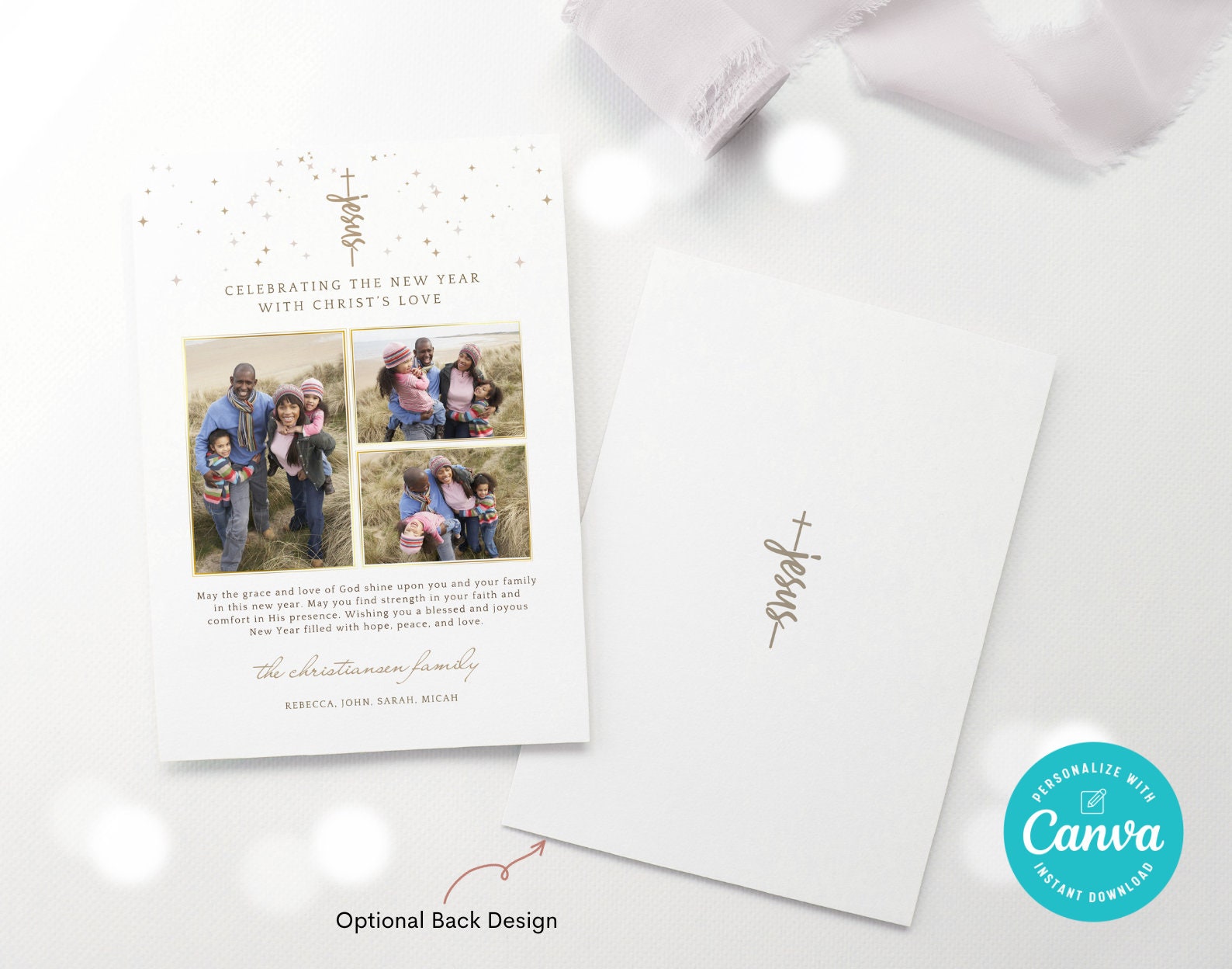 Editable New Year Card, Christian New Year Message, Holiday Greeting ...