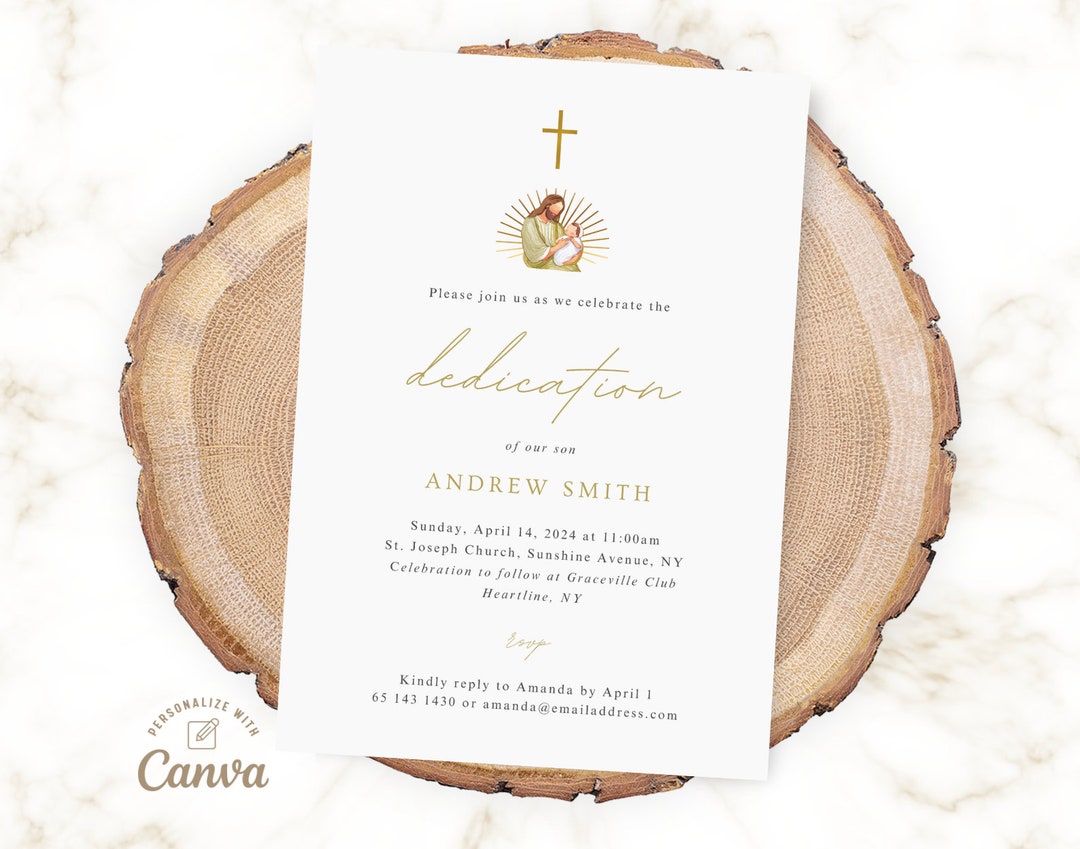 Editable Child Dedication Invitation, Printable Dedication Card ...