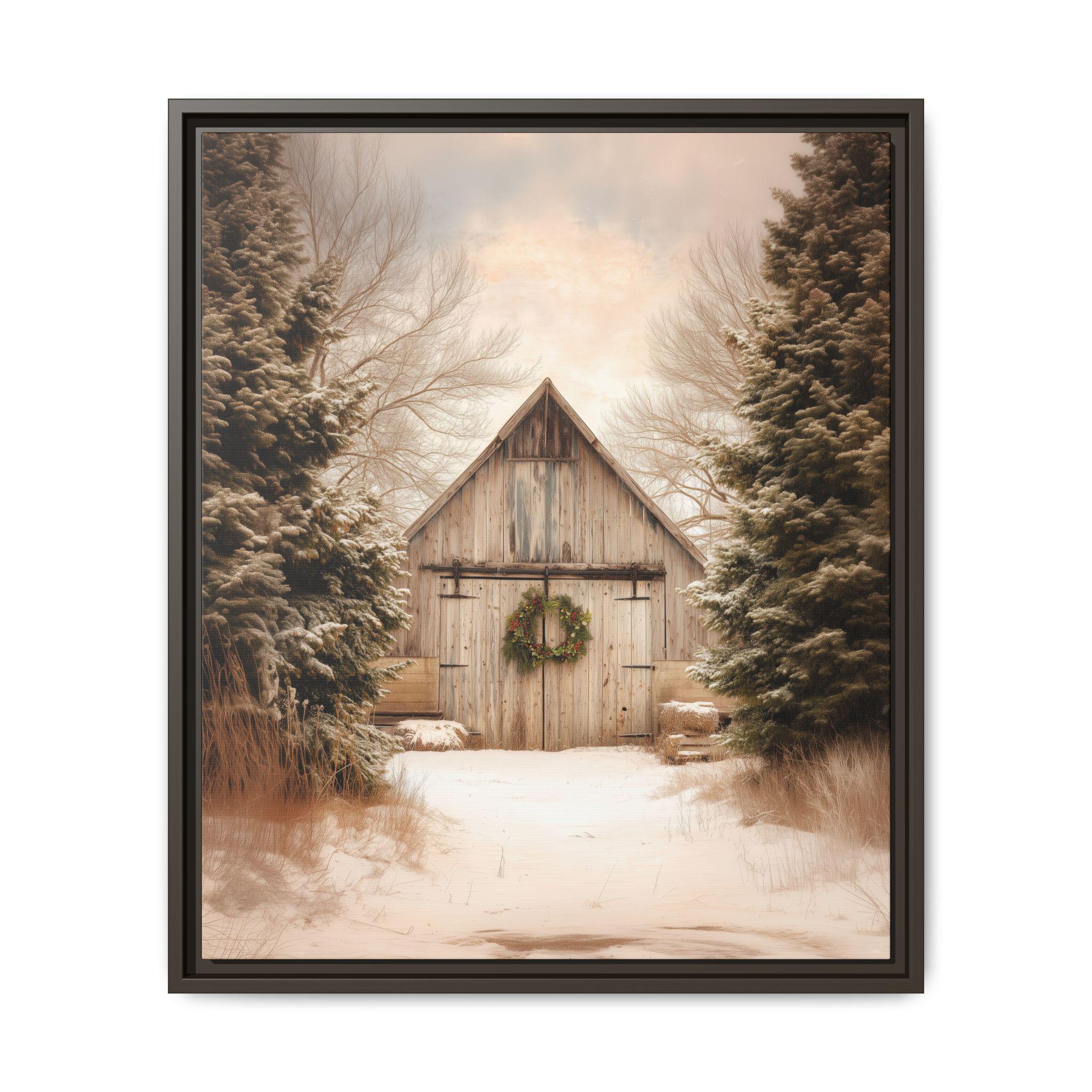 Winter Barn Canvas Print: Rustic Farmhouse Christmas Wall Art - Etsy