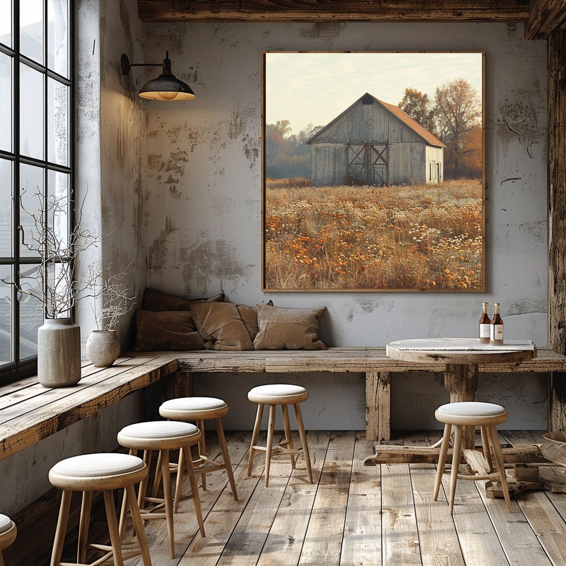 Modern Farmhouse Art Home Cabin Décor Farming Picture Weathered Barn ...