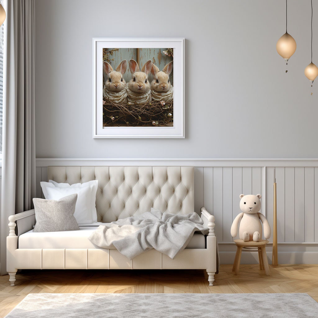 Farm Animal Décor Baby Girl Farm Canvas Bunny Nursery Artwork Baby ...