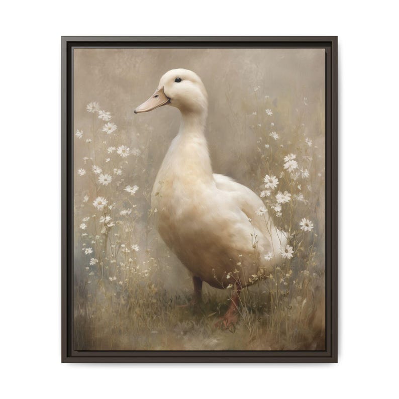 White Duck Matte Canvas Framed Farmhouse Animal Wall Art Duck Canvas ...