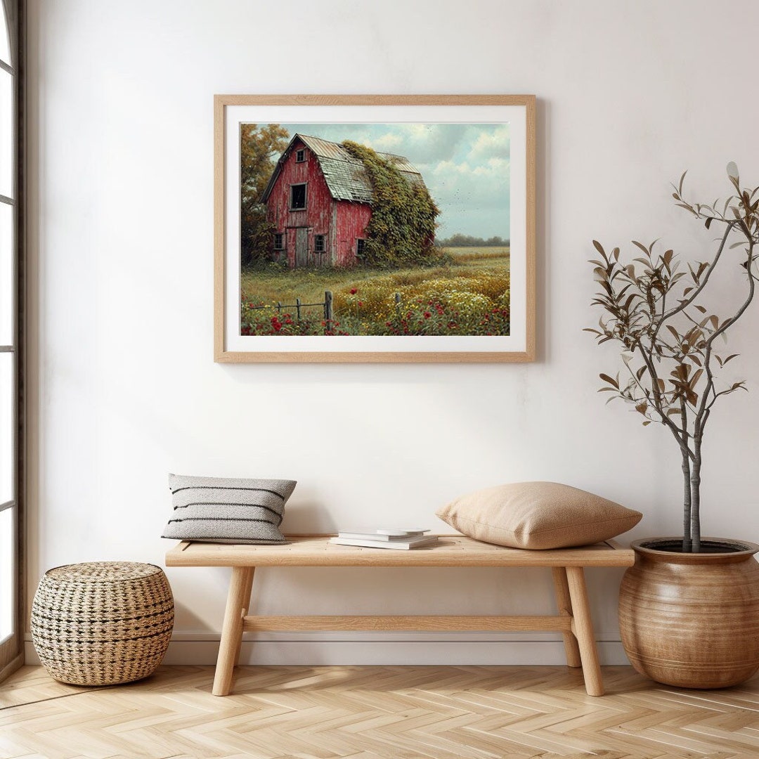 Modern Farmhouse Art Home Cabin Décor Farming Picture Weathered Barn ...