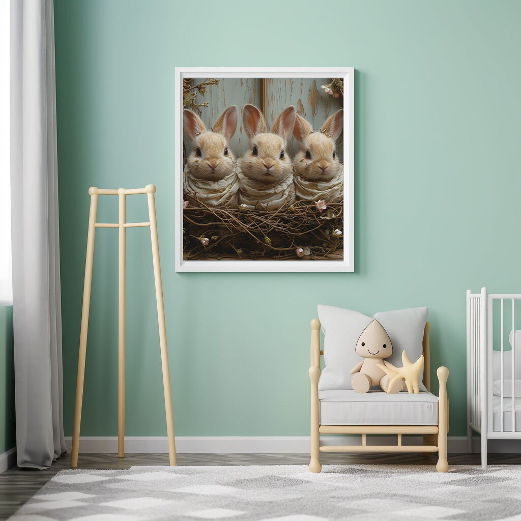 Farm Animal Décor Baby Girl Farm Canvas Bunny Nursery Artwork Baby ...