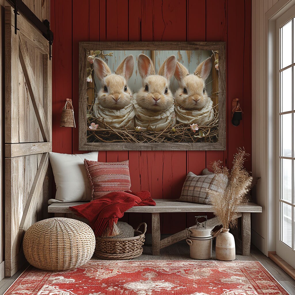 Farm Animal Décor Baby Girl Farm Canvas Bunny Nursery Artwork Baby ...