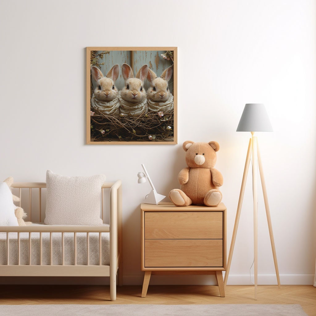 Farm Animal Décor Baby Girl Farm Canvas Bunny Nursery Artwork Baby ...