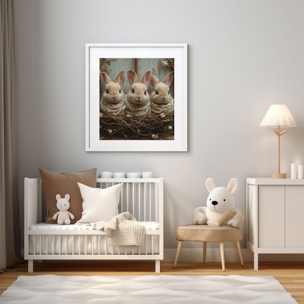 Farm Animal Décor Baby Girl Farm Canvas Bunny Nursery Artwork Baby ...