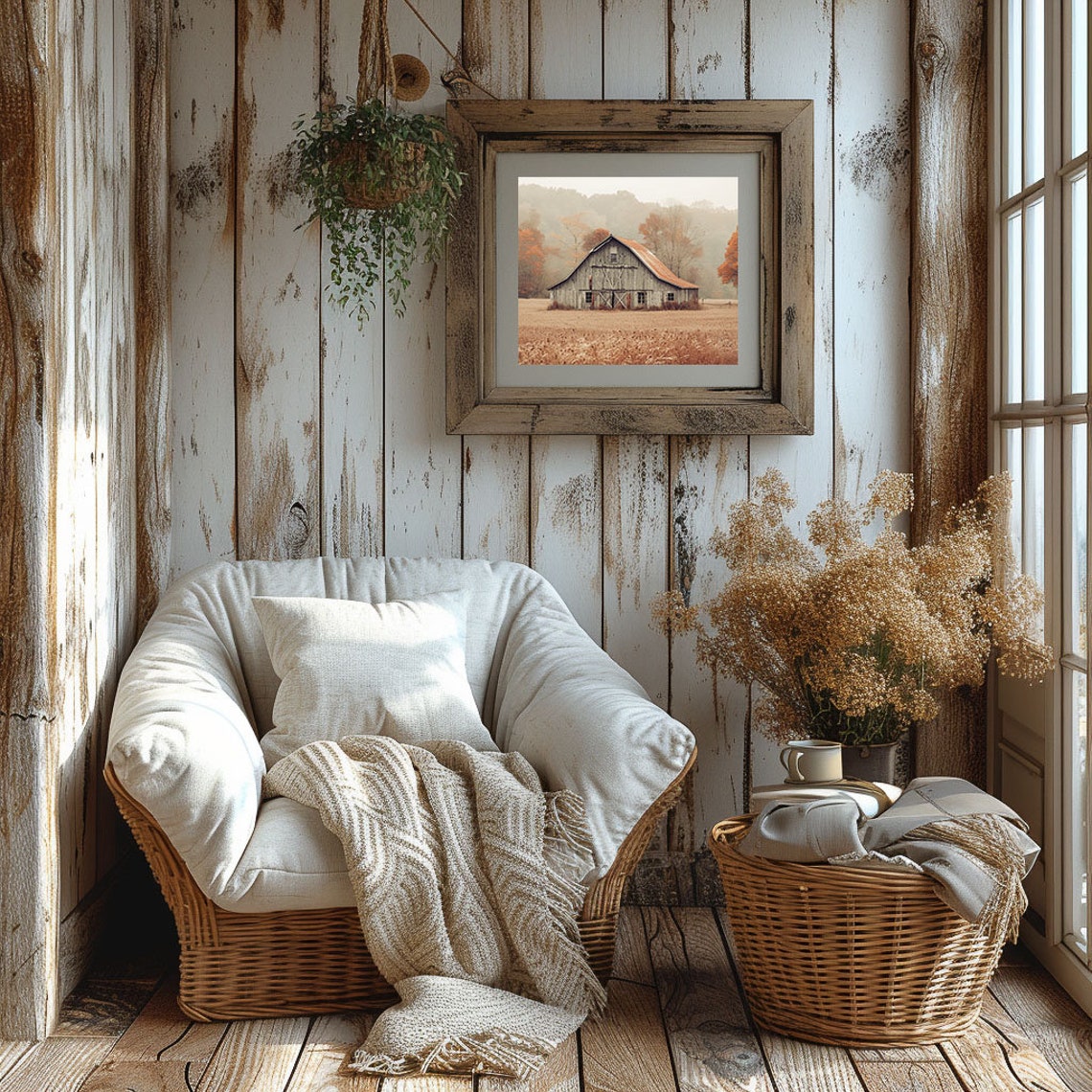 Modern Farmhouse Art Home Cabin Décor Farming Picture Weathered Barn ...