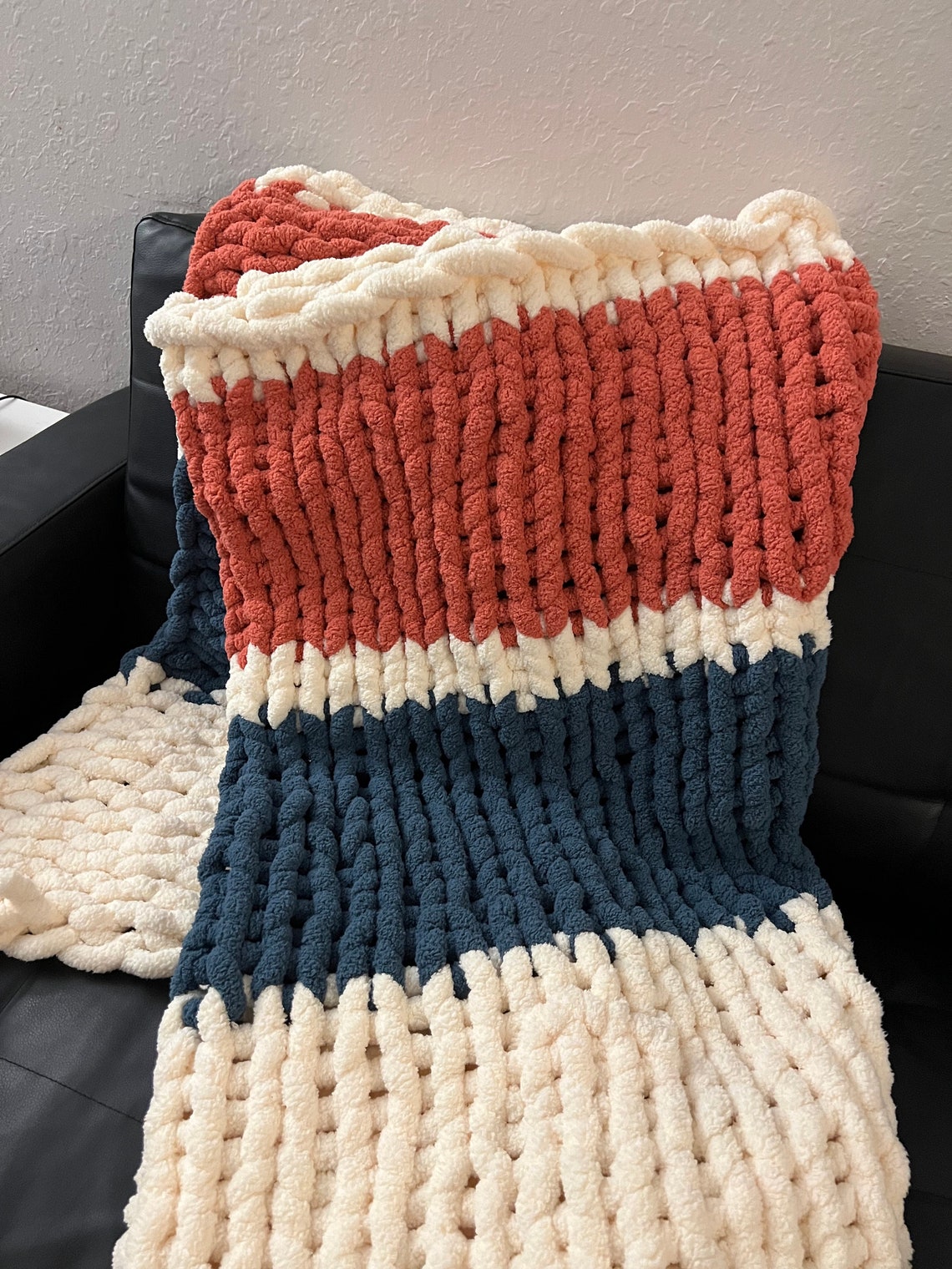 Chunky Soft Hand-knit Blanket - Etsy