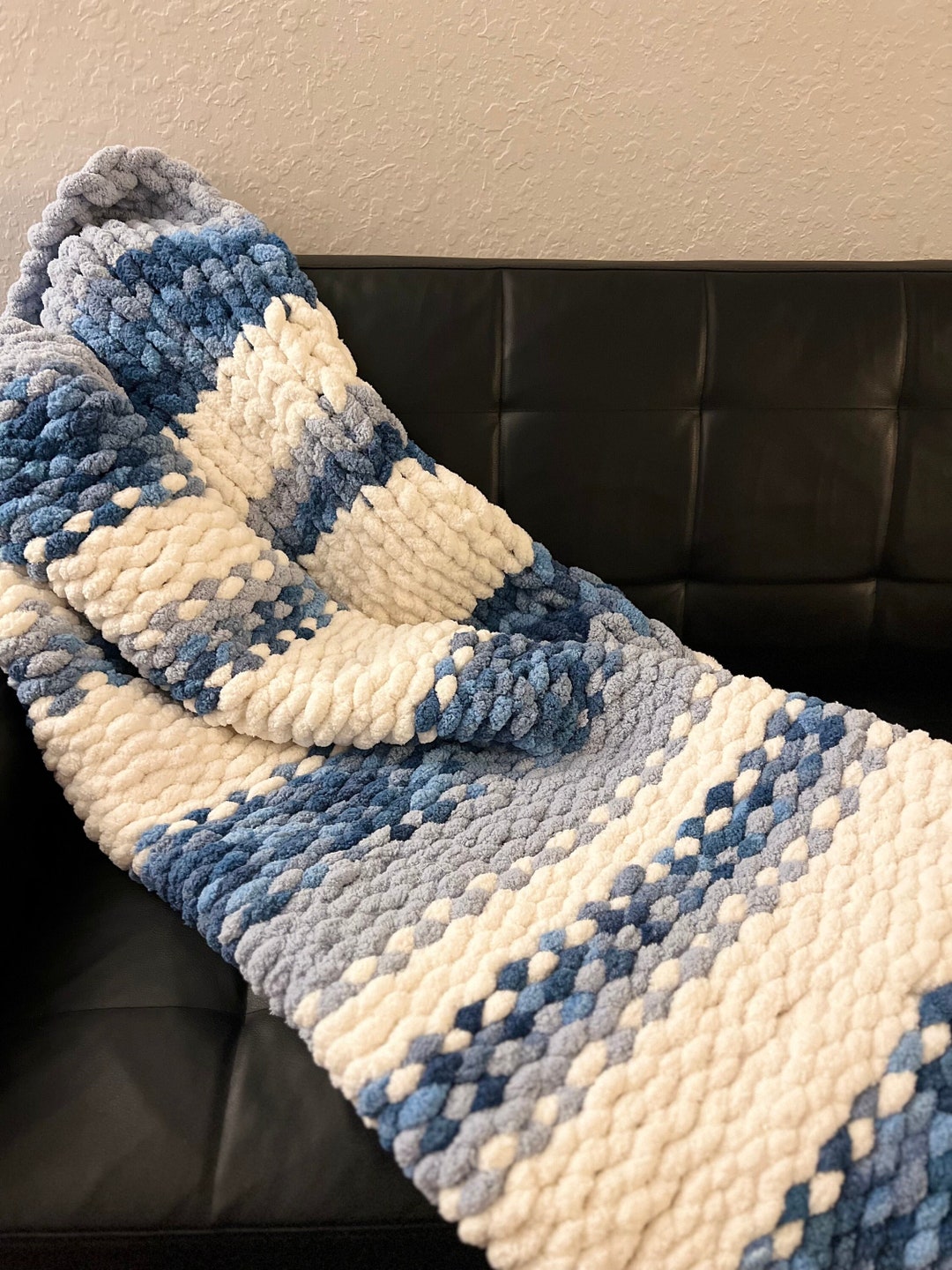 Chunky Soft Hand-knit Blanket - Etsy
