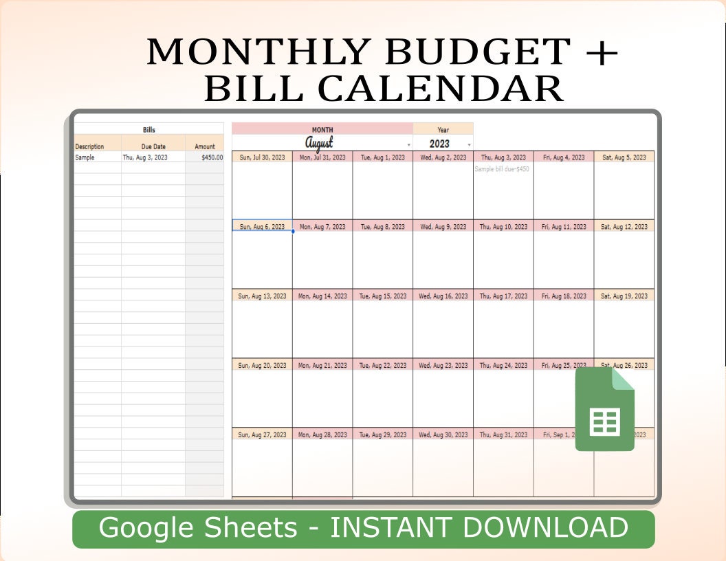 Google Sheets Budget, Bill Tracker, Expense Tracker, Paycheck Budget ...