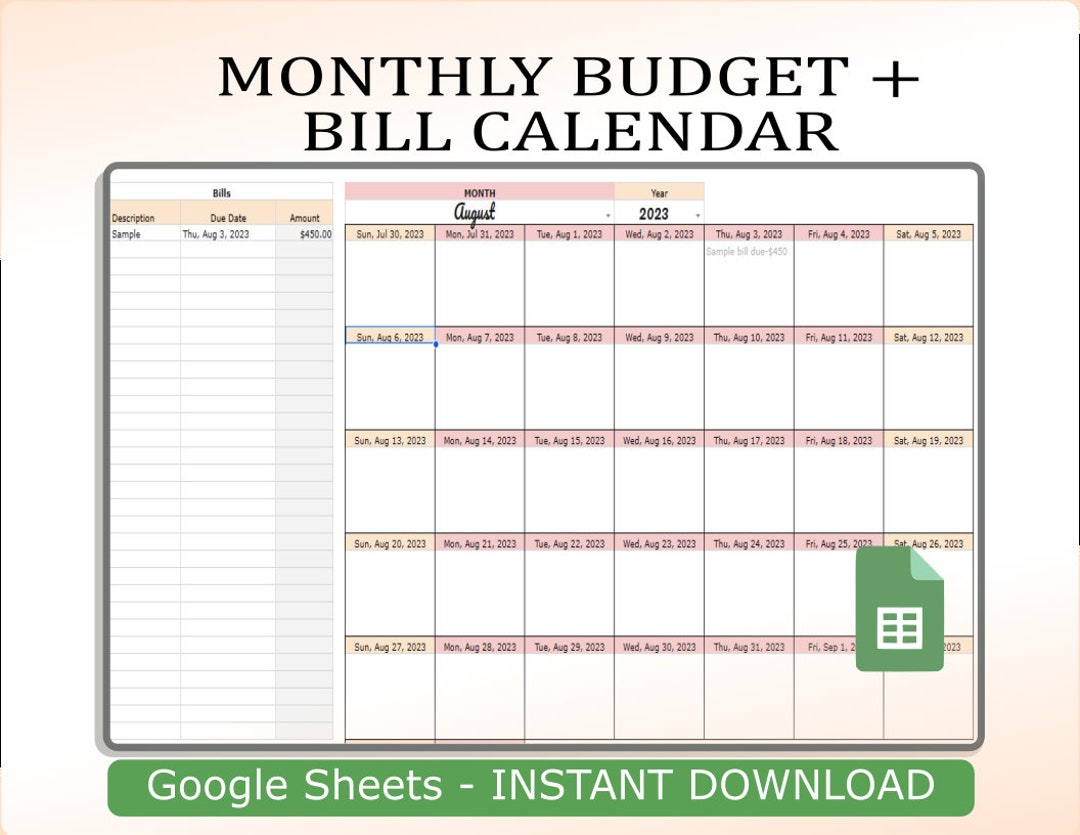 Google Sheets Budget, Bill Tracker, Expense Tracker, Paycheck Budget ...