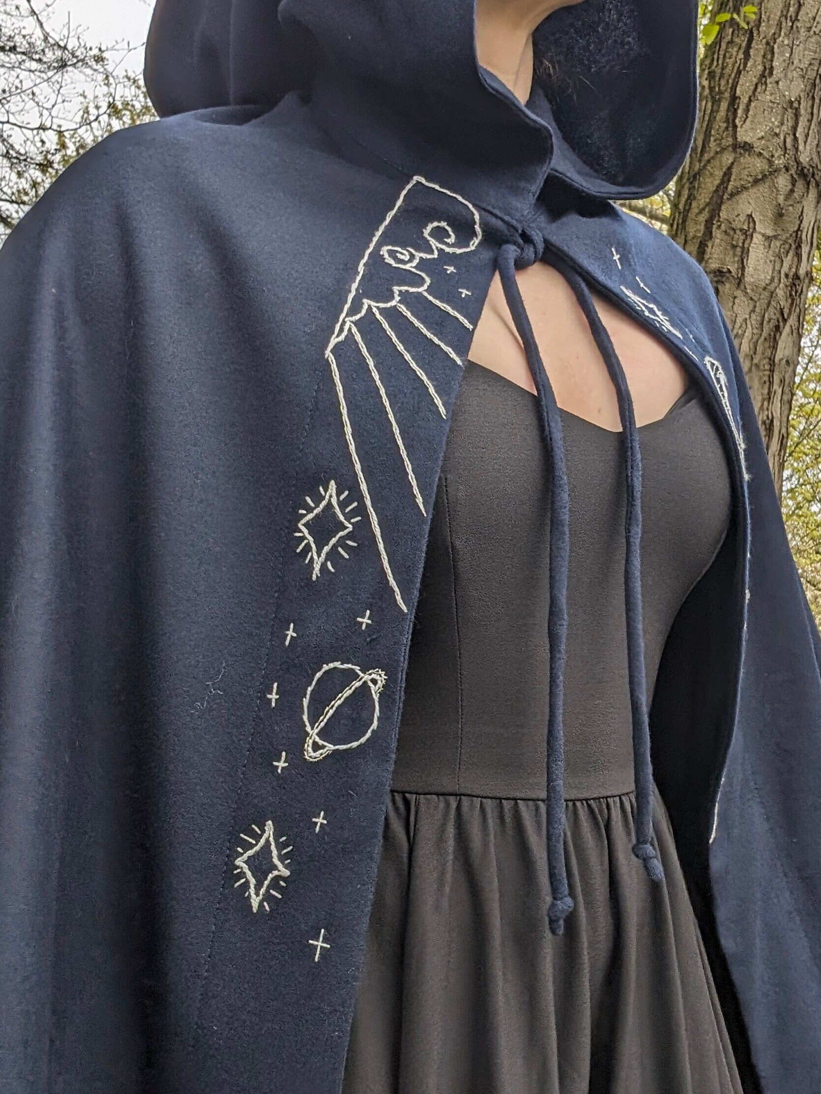 Celestial Embroidered Wool Hood - Etsy