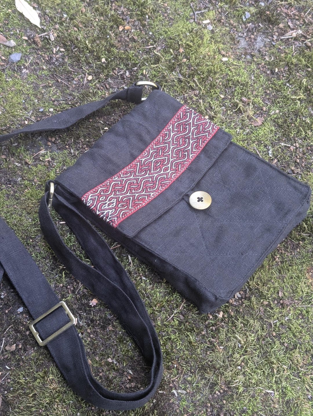 Linen Book Sachel With Tablet Woven Trim - Etsy