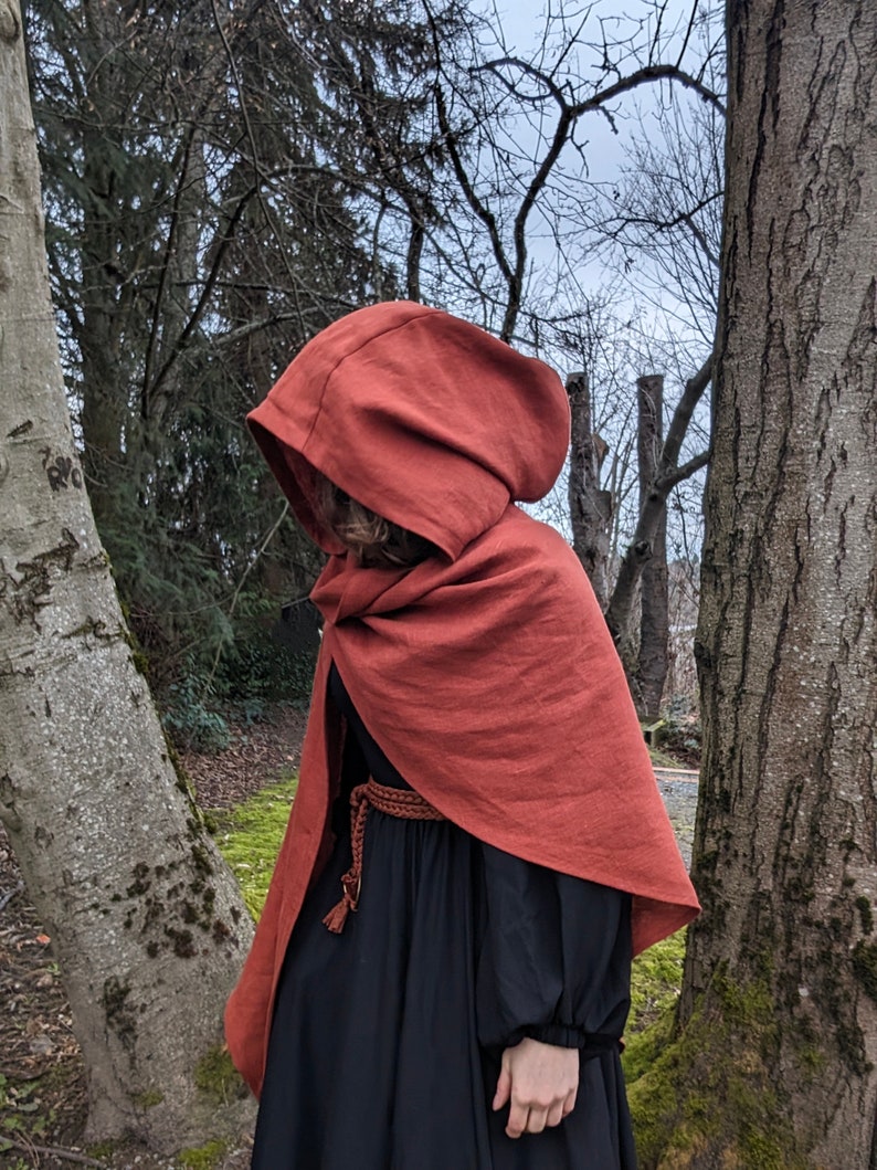 Rust Renaissance Faire Linen Hood - Etsy
