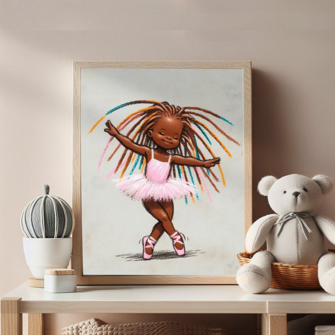 Little Black Girl Ballet Dancer, African American Dreadlock Nursery ...