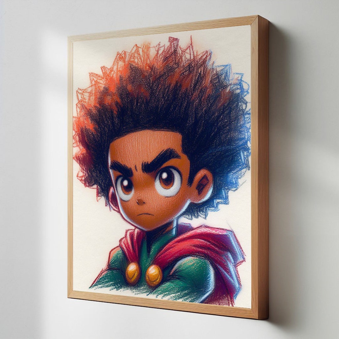 Black Boy Superhero Nursery Wall Art, African-american Boy Wall Art ...