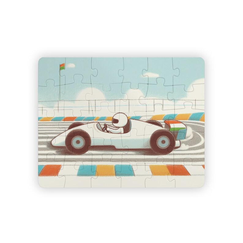 Racecar Driver Puzzle, F1 Race Track, Go Kart Racing Pastel Young ...