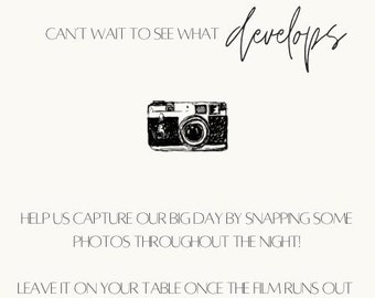Minimalist Wedding Disposable Camera Sign Template Special Event Sign ...