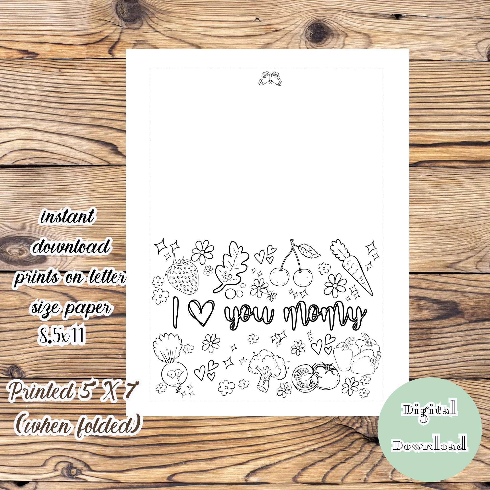 Coloring Cards, Mother's Day Cards, Printable Cards for Mom, Love You ...
