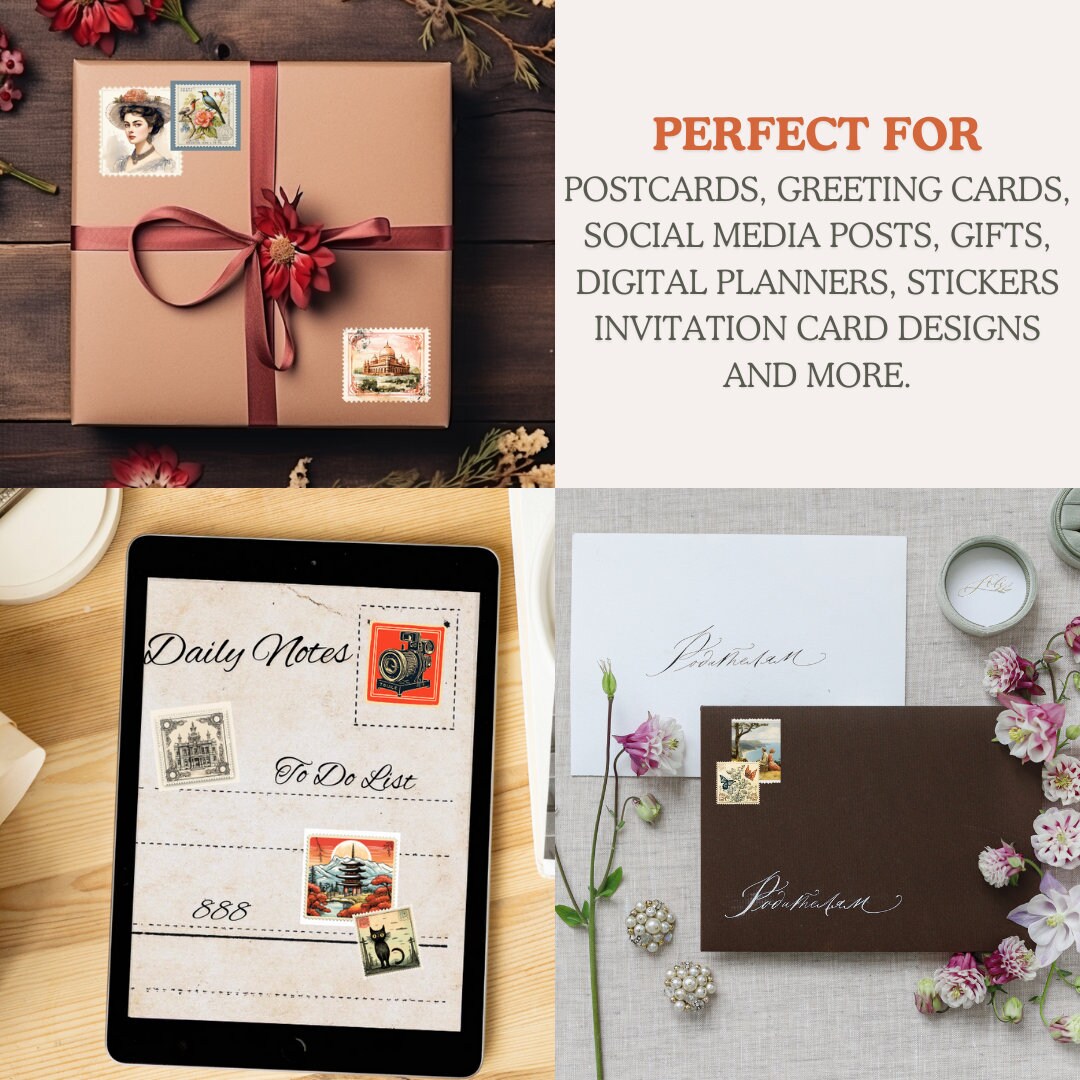 Midjourney Prompts for Stamps Cliparts AI Vintage Arts Postage Stamps ...