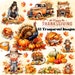 Thankful Fall Clipart Bundle, Thanksgiving PNG, Thanksgiving Watercolor ...