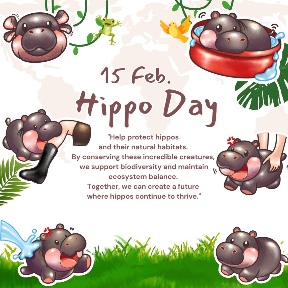 Bouncy Pygmy Hippo Png, Baby Hippo PNG, Pygmy Hippo, Doodle Moo Deng ...