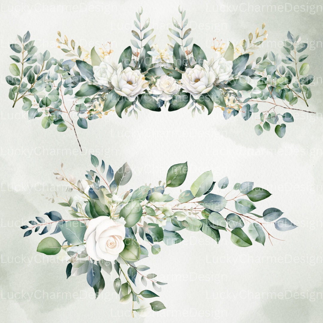 Watercolor Greenery Eucalyptus Clipart, Eucalyptus Bouquet, PNG ...