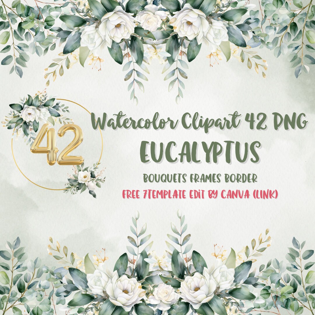 Watercolor Greenery Eucalyptus Clipart, Eucalyptus Bouquet, PNG ...