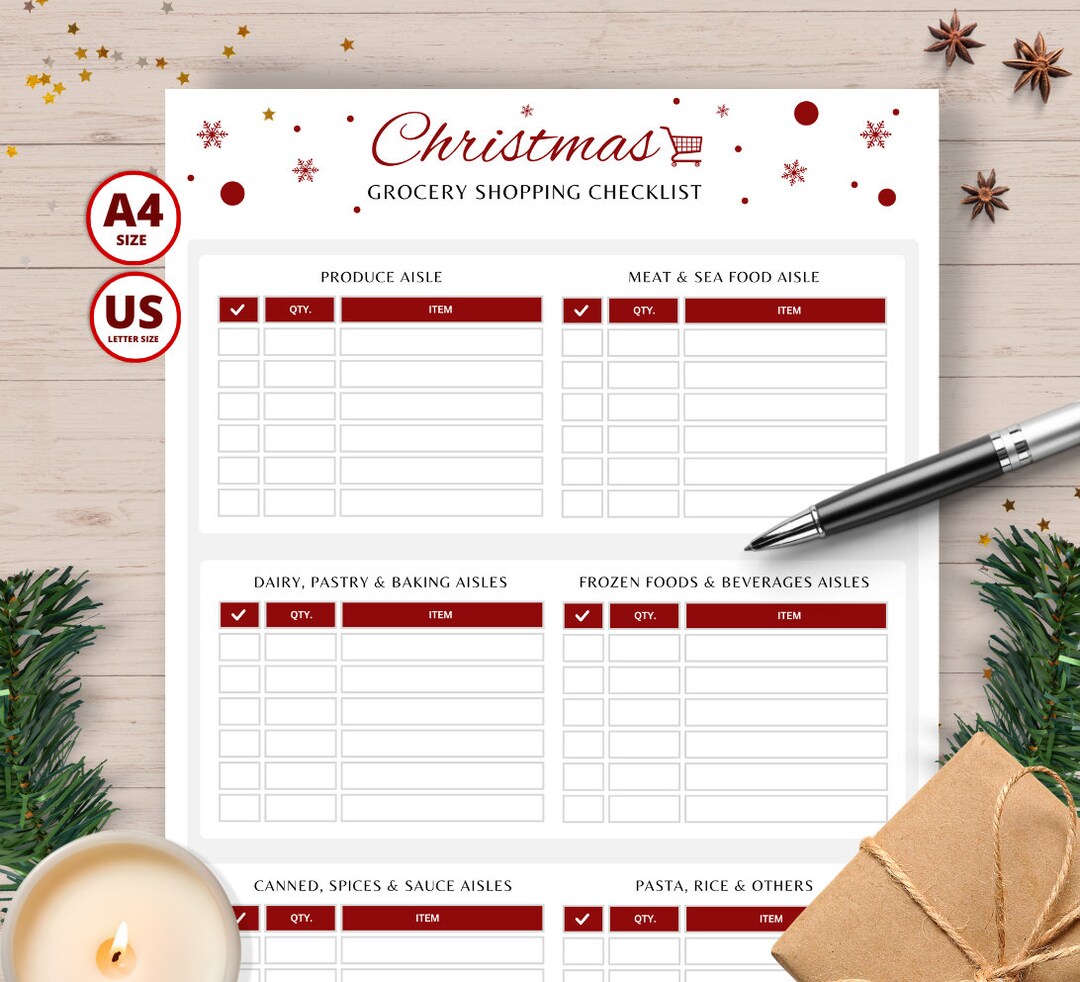 Printable Christmas Grocery Shopping Planner, Downloadable Holiday ...