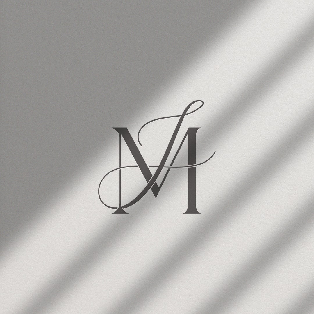 MJ Wedding Monogram, Premade Wedding Logo, Wedding Invitation, Couple ...