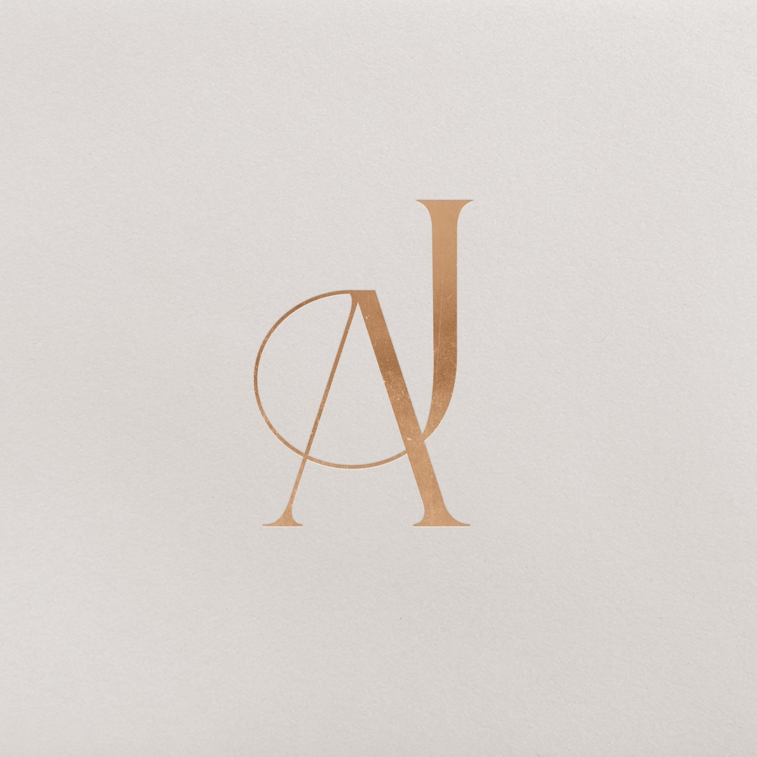 AJ Wedding Monogram, Premade Wedding Logo, Wedding Invitation, Couple ...